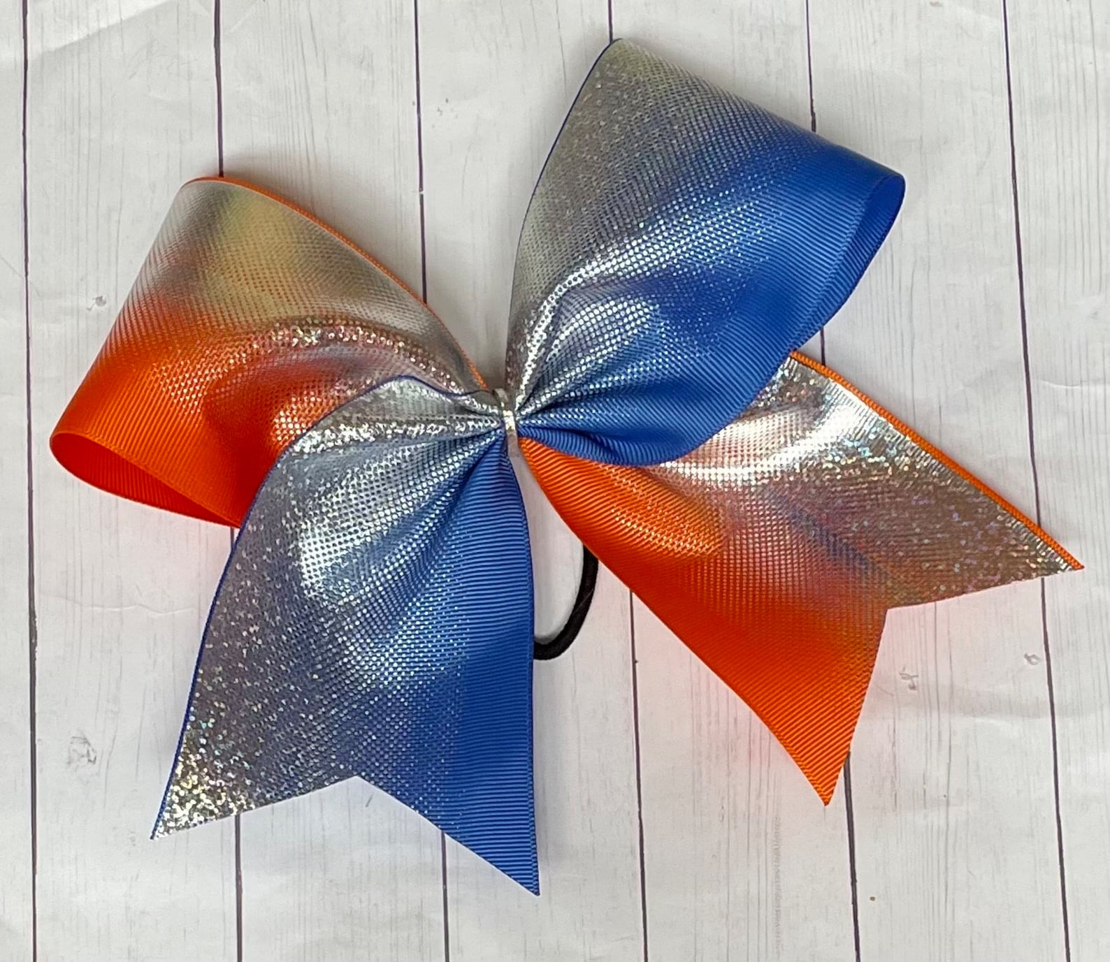 Royal Blue and Orange Cheer Bow / Holographic Cheer Bow / Cheer Team ...