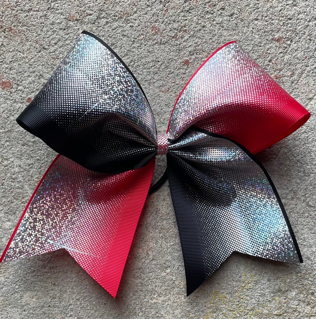 Red and Black Cheer Bow / Silver Holographic Cheer Bow / Cheer Team ...