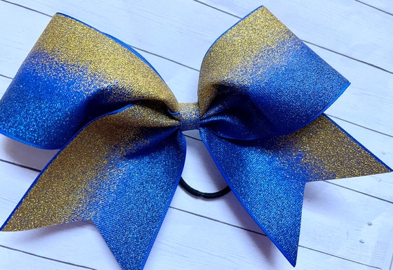 Royal Blue CHEER Bow Gold Ombré Heavy Glitter Cheer Bow - Etsy