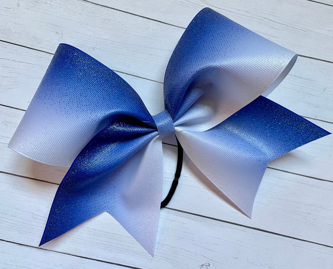 Royal Blue and White CHEER Bow - Blue Ombré Glitter Cheer Bow - Big ...