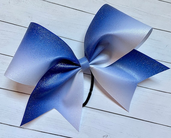 Royal Blue and White CHEER Bow Blue Ombré Glitter Cheer Bow - Etsy