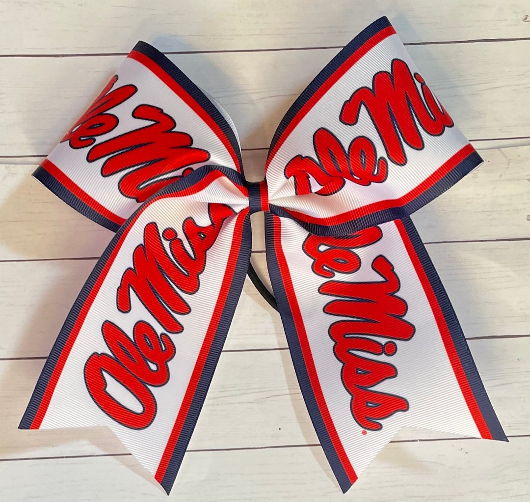 Ole Miss Cheer Bow University of Mississippi Logo Bow Ponytail Cheer ...