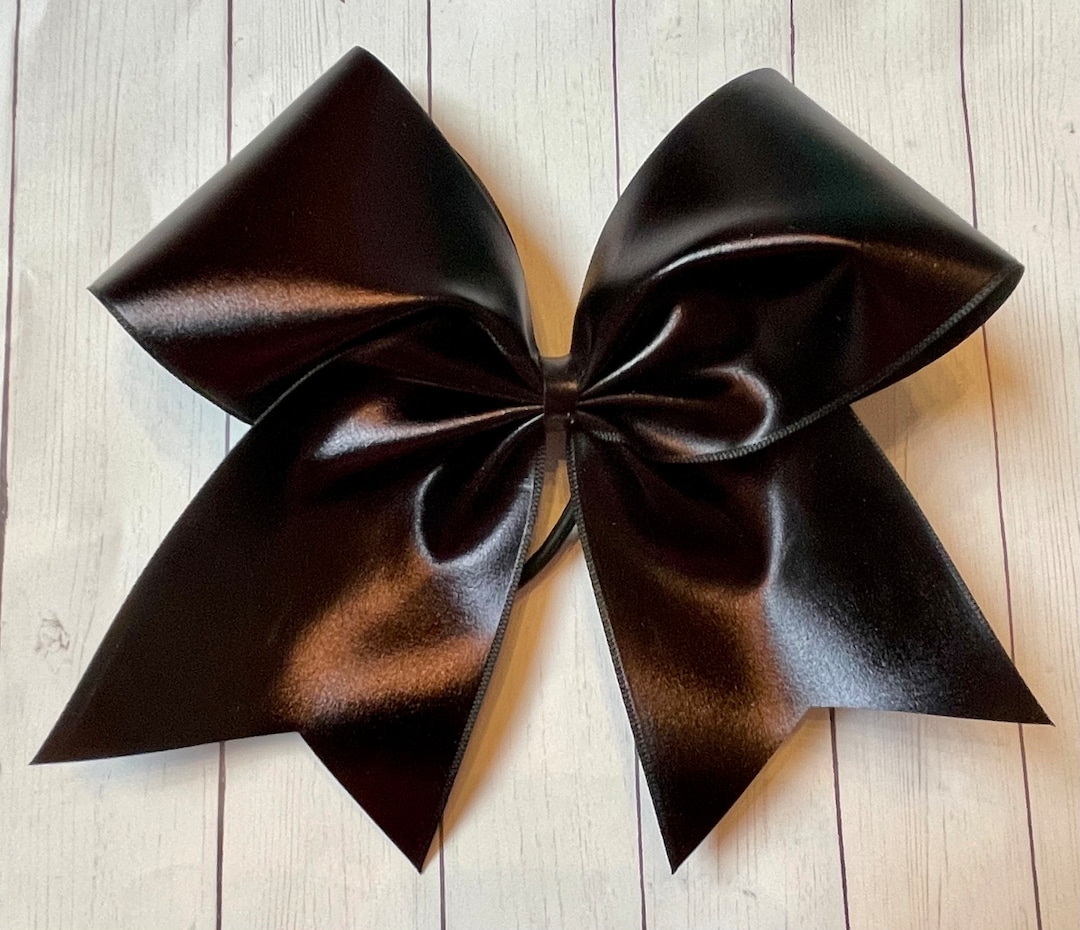 Big Black Vinyl METALLIC CHEER Bow, Shiny Cheerleading Bow, Girls Hair ...
