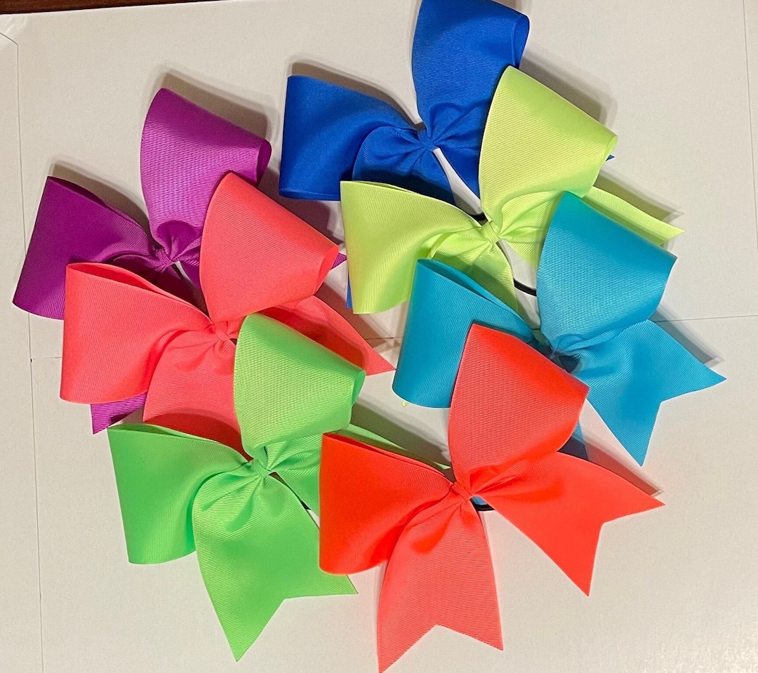 Neon Cheer Bow // You Pick Color // Fluorescent Cheer Bow - Etsy