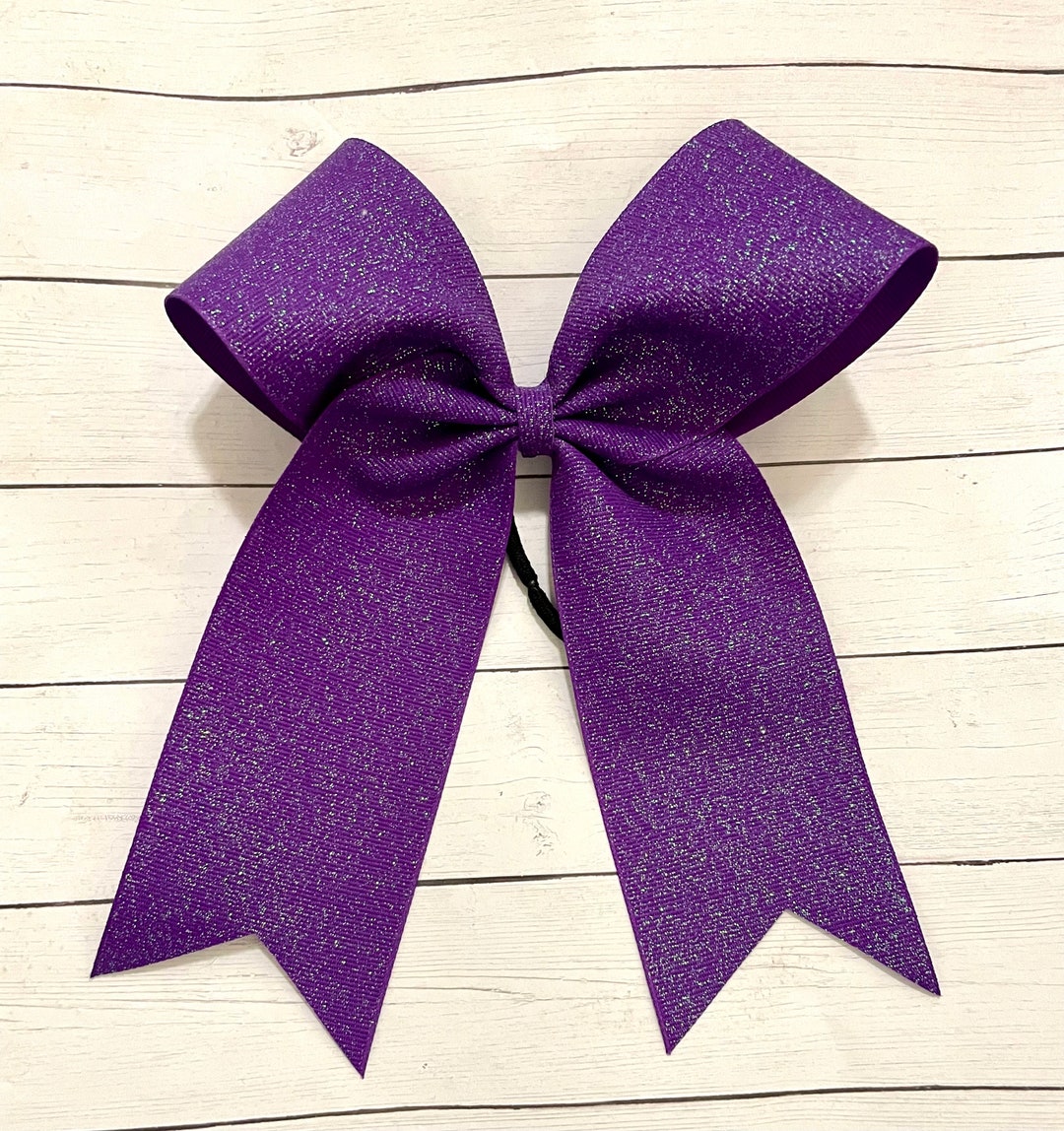 Purple Glitter Cheer Bow - Slant Tails - Half up Half Down Thick ...