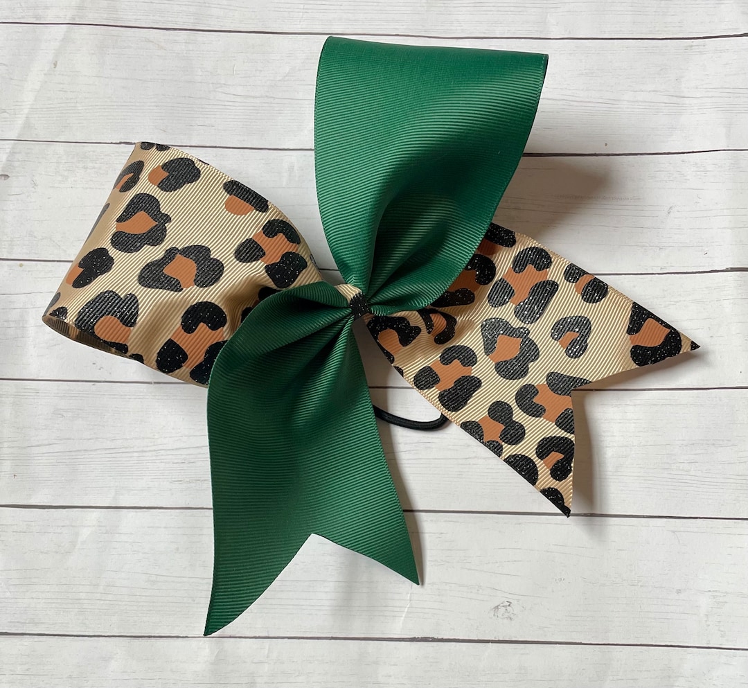Glitter CHEETAH Cheer Bow - Animal Print Cheer Bow - Big Cheer Bow ...