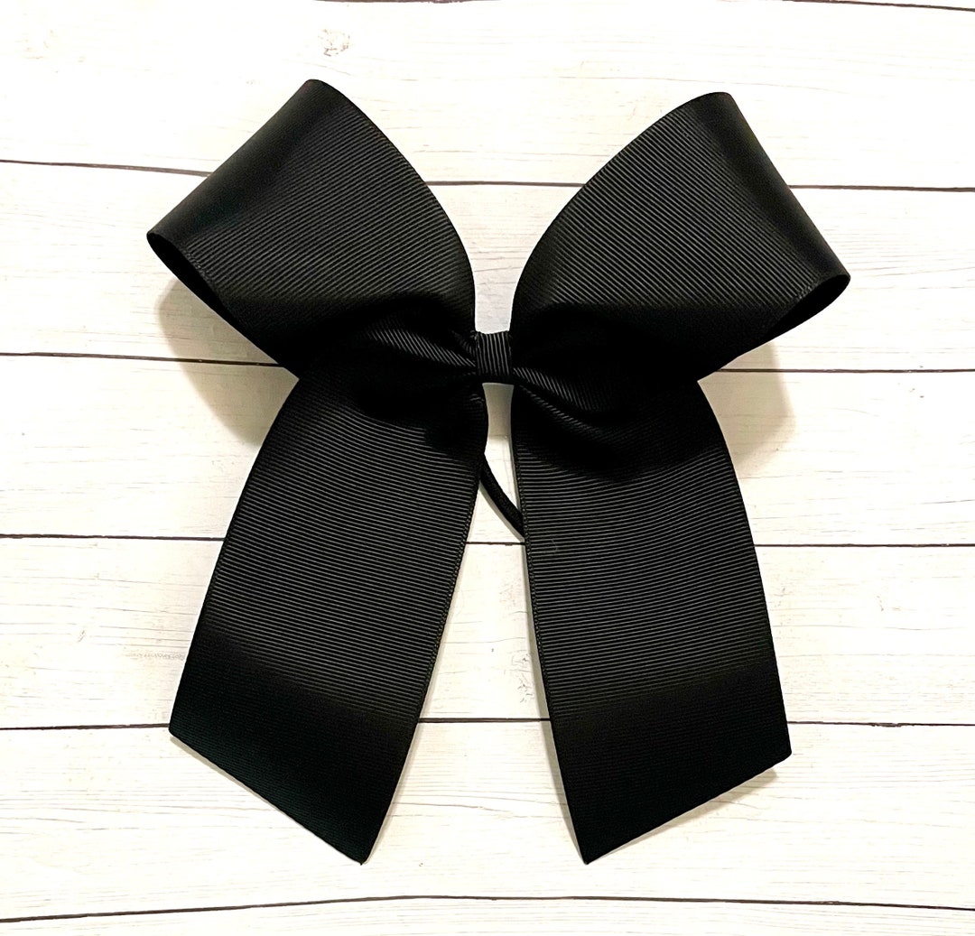 Black Cheer Bow - Slant Tails - Half up Half Down Thick Collegiate ...