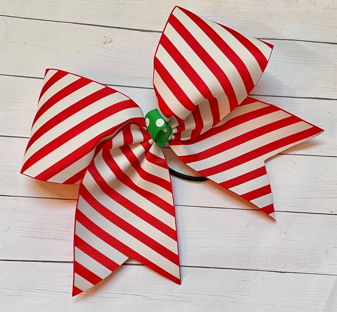FAST SHIP! Red and White Cheer Bow, Candy Cane Cheer Bow, Cheer Bow ...