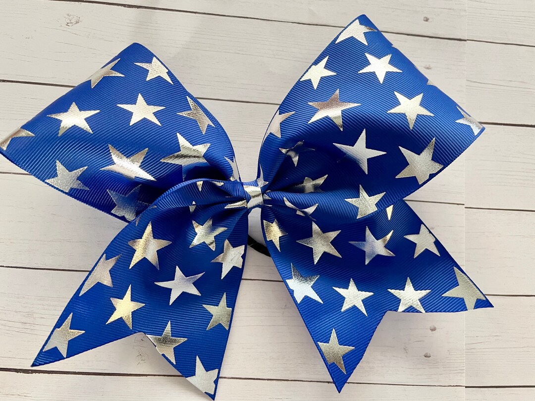 Royal Blue Cheer Bow // All American Cheer Bow // Metallic Cheer Bow ...