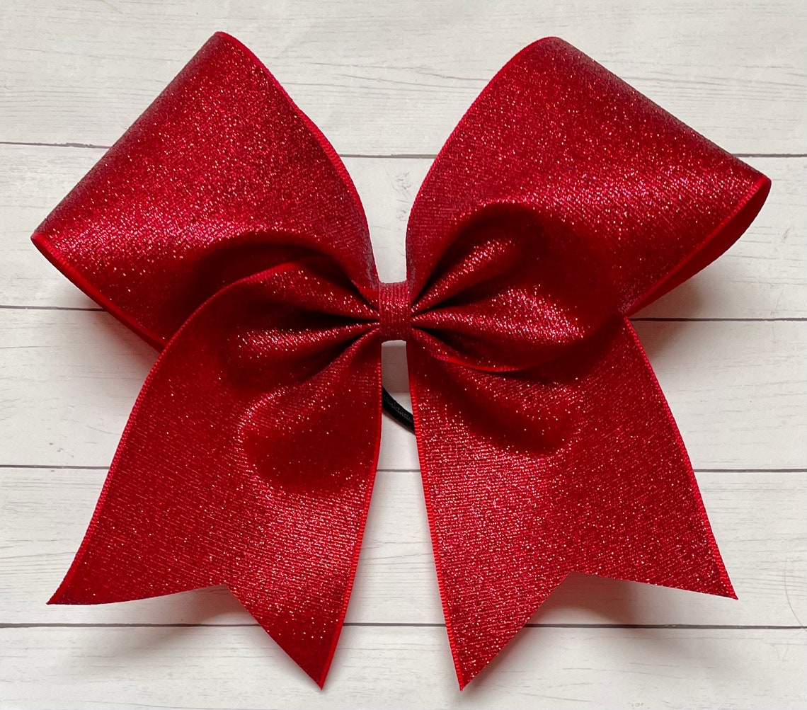 Red Cheer Bow - RED Glitter Cheer Bow - Big Sparkly Cheer Bow ...
