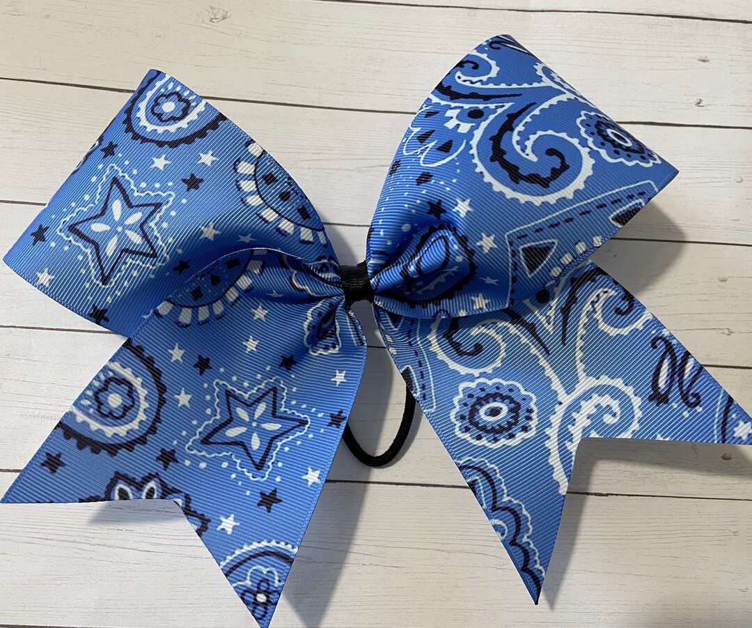 Blue Cheer Bow // Western Cheer Bow // Paisley Cheer Bow // Cowgirl ...