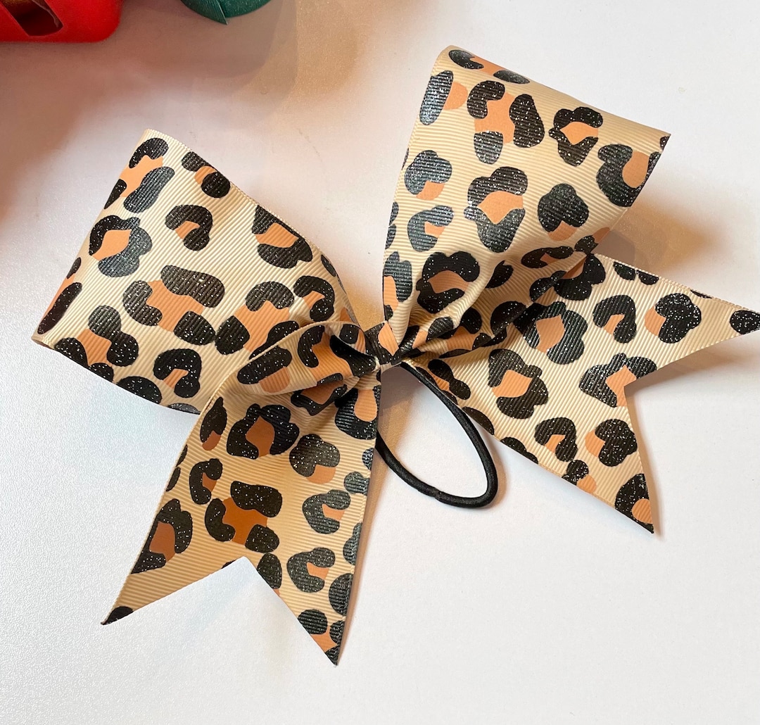 Glitter CHEETAH Cheer Bow - Animal Print Cheer Bow - Big Cheer Bow ...