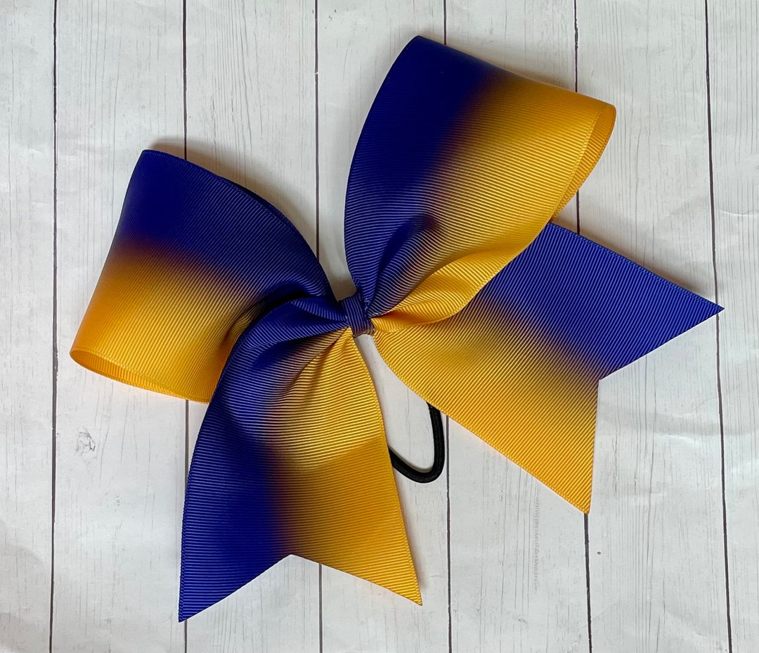 Royal Blue Gold Ombré Cheer Bow / Blue Yellow Cheer Bow / Bow Can Be ...