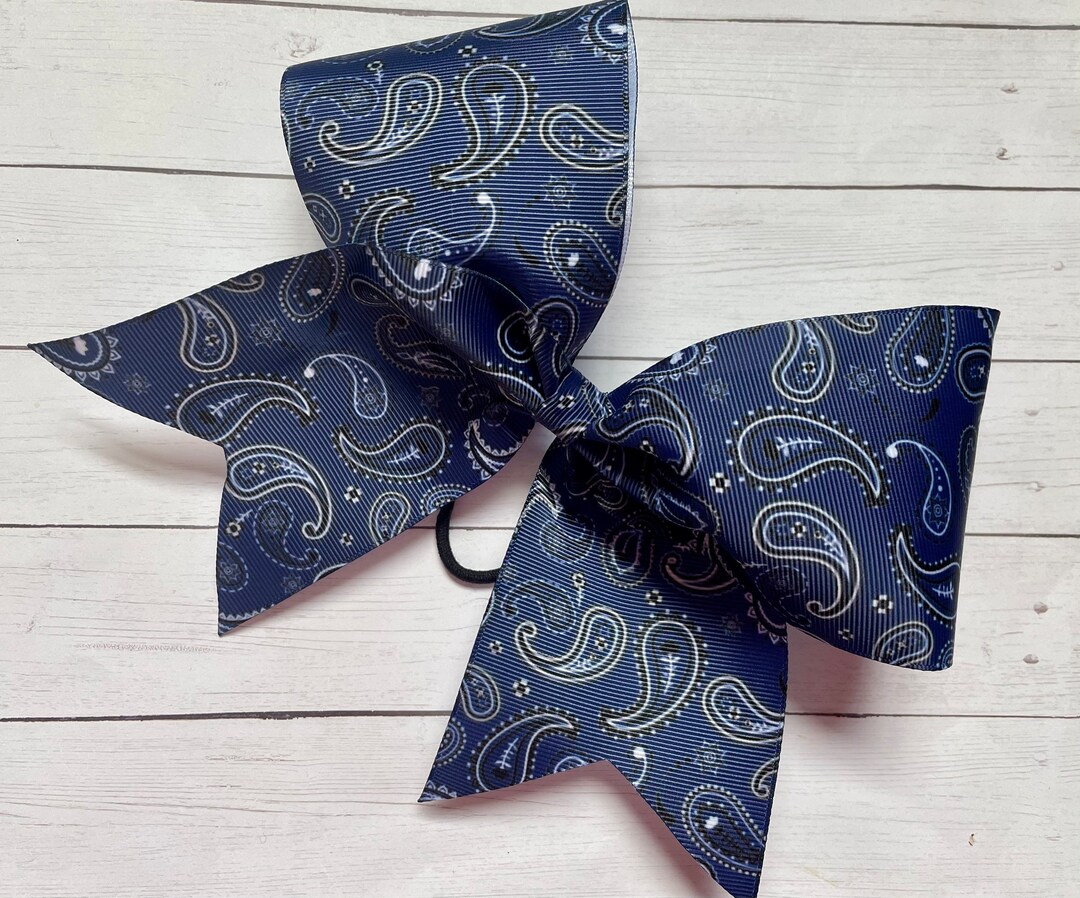 Bandana Cheer Bow // Navy Blue Cheer Bow // Western Cheer Bow ...