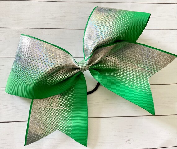Green And Silver Cheer Bows