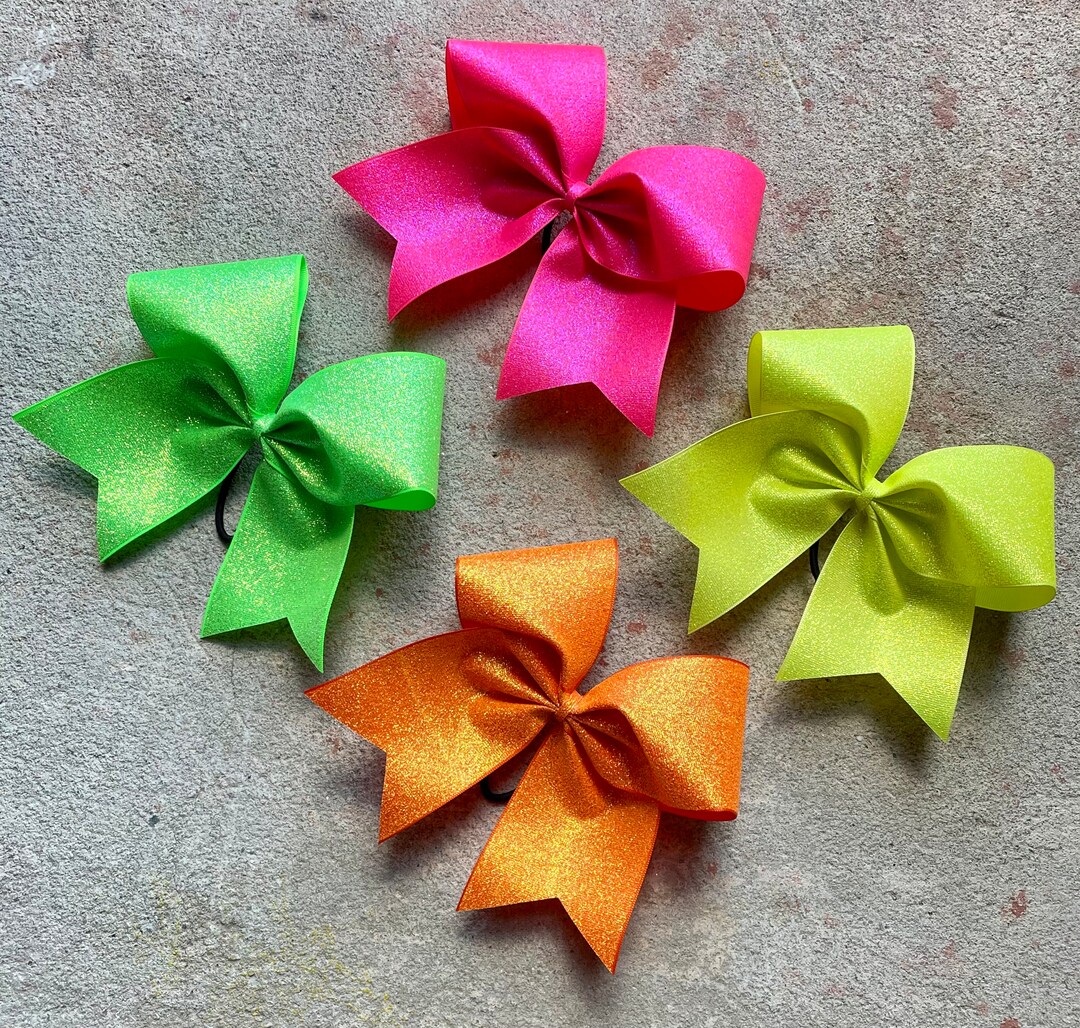 Neon Glitter Cheer Bows // Sparklyy Cheer Bows // Glittery Cheer Bows ...
