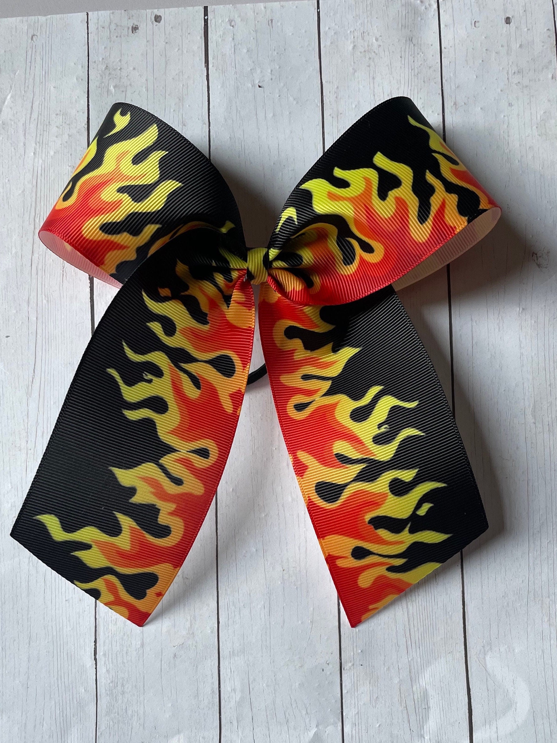 Flames Cheer Bow Slant Tails Half up Half Down Thick Collegiate ...