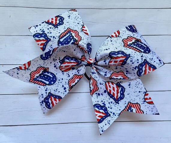 Patriotic Cheer Bow Red White Blue Cheer Bow Rolling Stones - Etsy