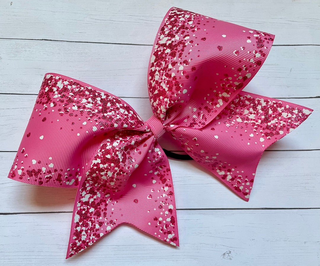 PINK Glitter Cheer Bow - Big Pink Glitter Cheer Bow - Breast Cancer ...