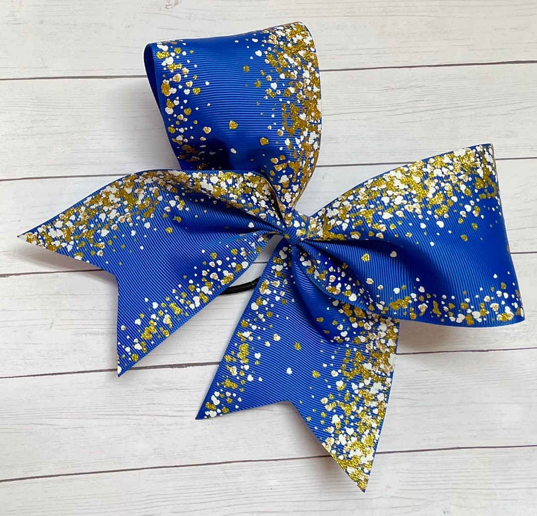 Royal Blue GLITTER Cheer Bow, Big Blue Glitter Cheer Bow, Blue Gold ...