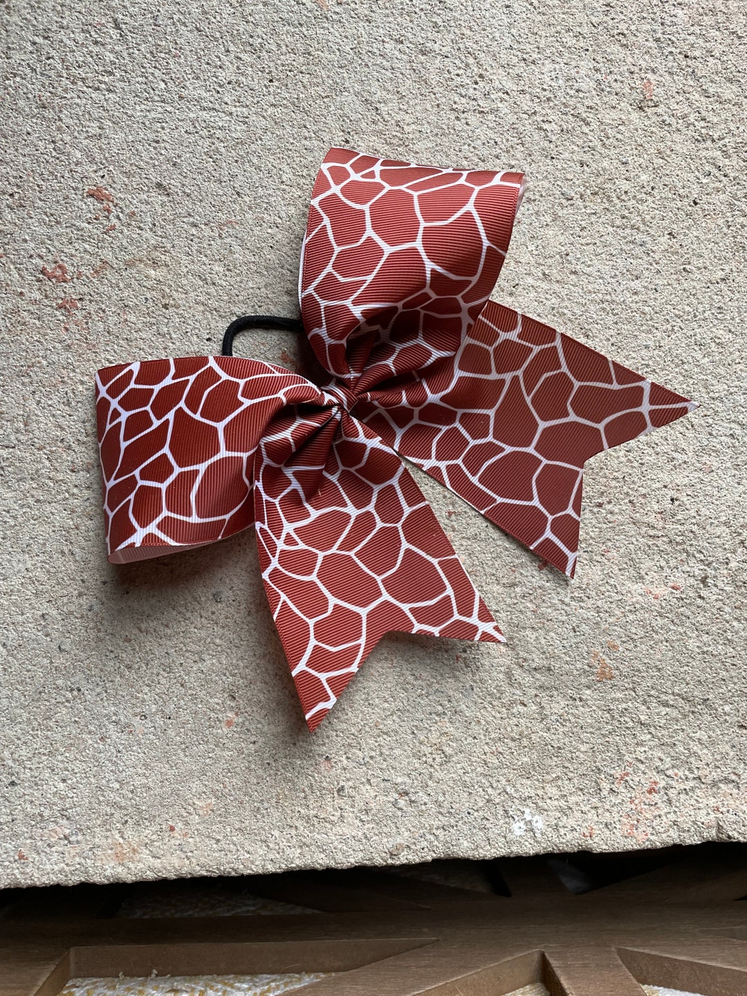 Giraffe Print CHEER BOW - Animal Print Bow - Brown White Cheer Bow ...