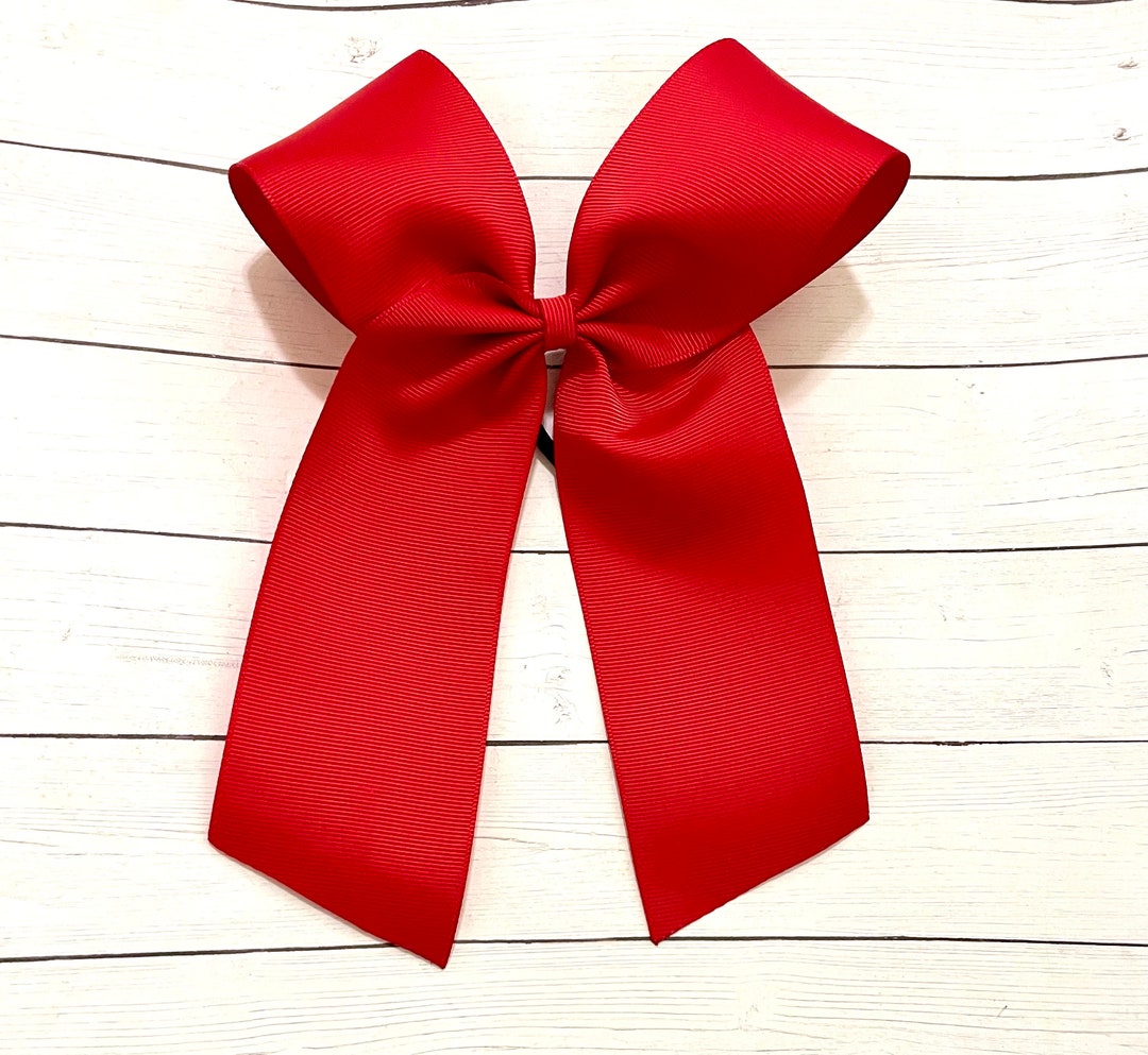Red Cheer Bow - Slant Tails - Half up Half Down Thick Collegiate ...