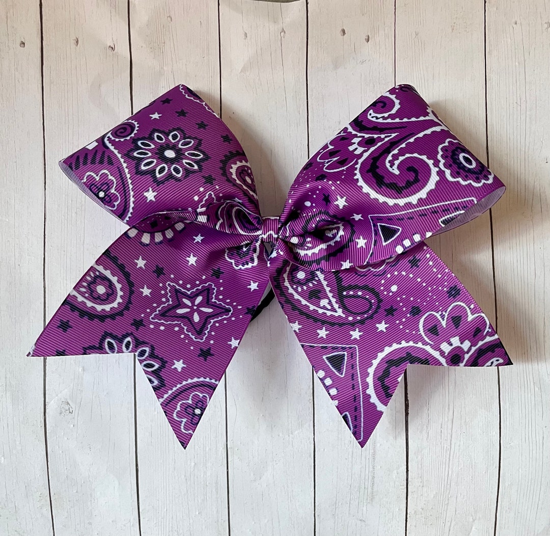 Purple Cheer Bow // Western Cheer Bow // Bandana Cheer Bow // Paisley ...