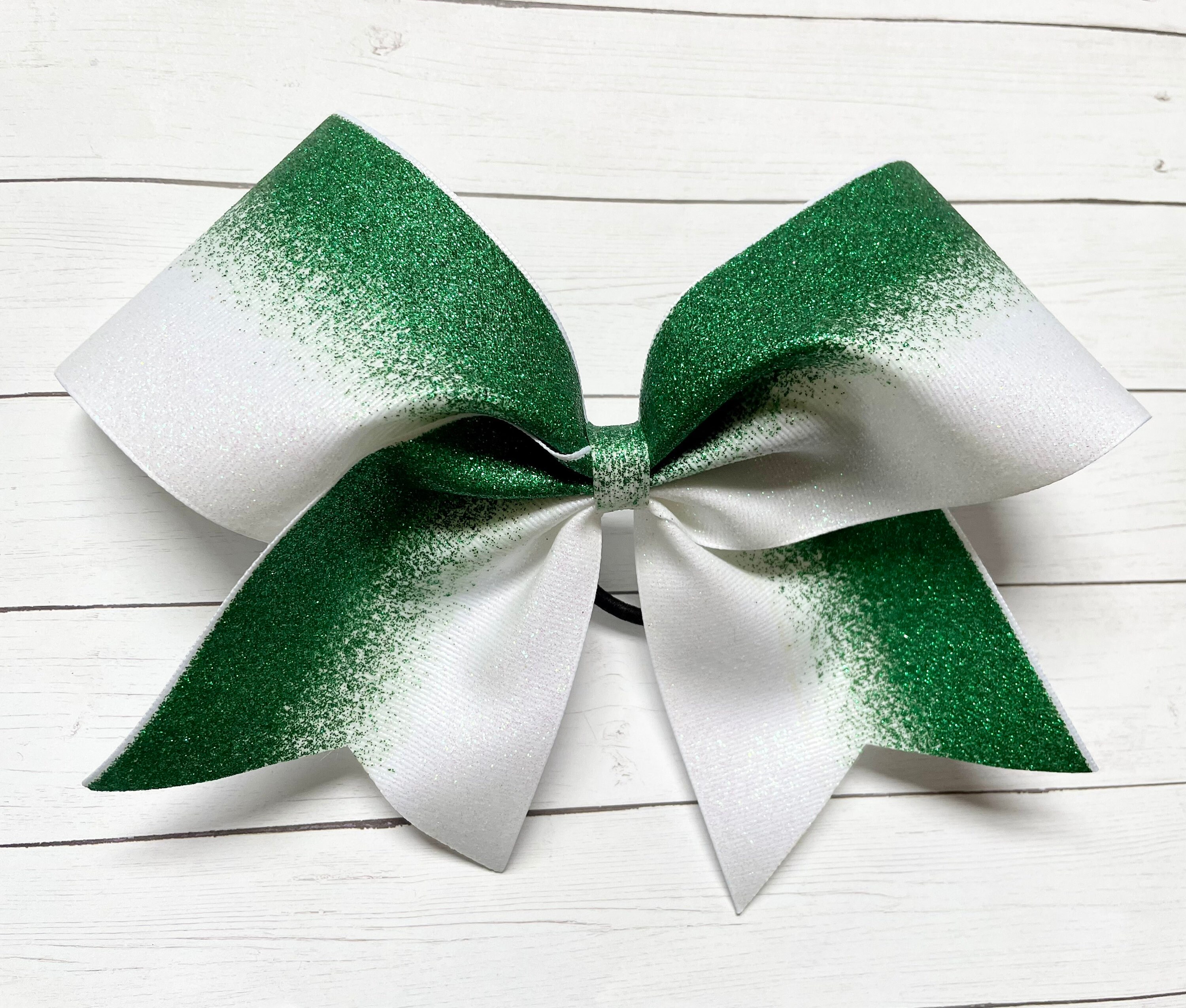 Green and White CHEER Bow Ombré Glitter Cheer Bow Big - Etsy