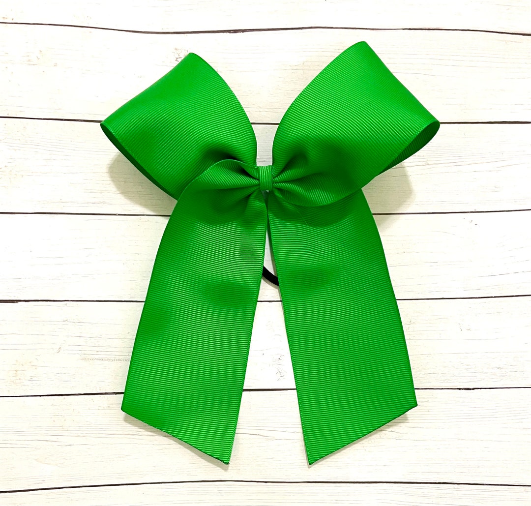 Emerald Green Cheer Bow - Slant Tails - Half up Half Down Thick ...