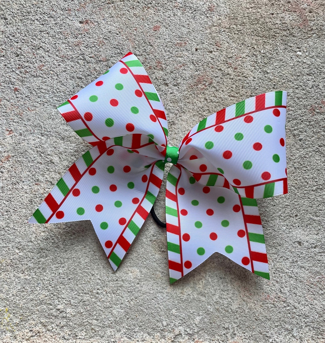 FAST SHIP! Red and Green Polka Dot Cheer Bow - Christmas Cheer Bow ...