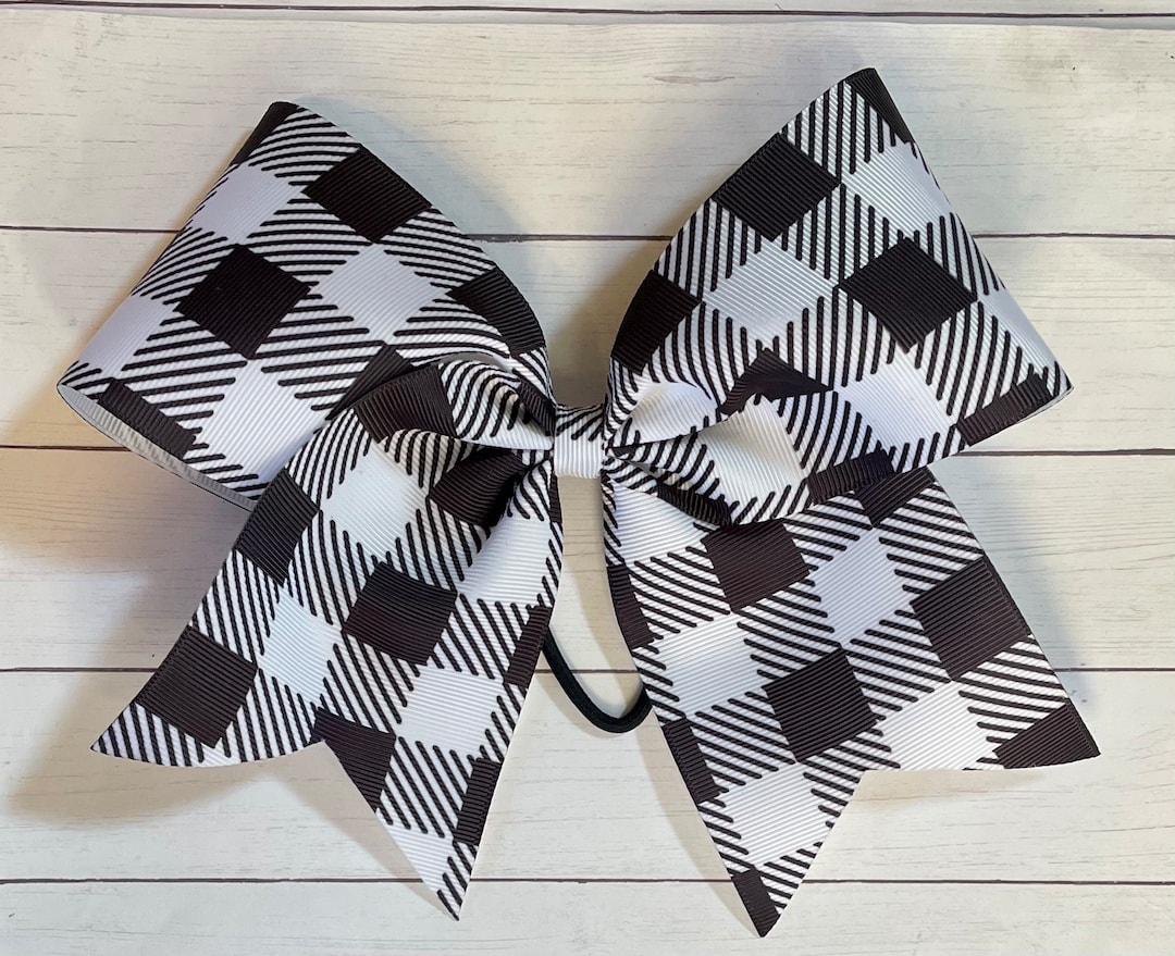 Black and White Cheer Bow, Buffalo Plaid Cheer Bow, Cheer Bow, Winter ...