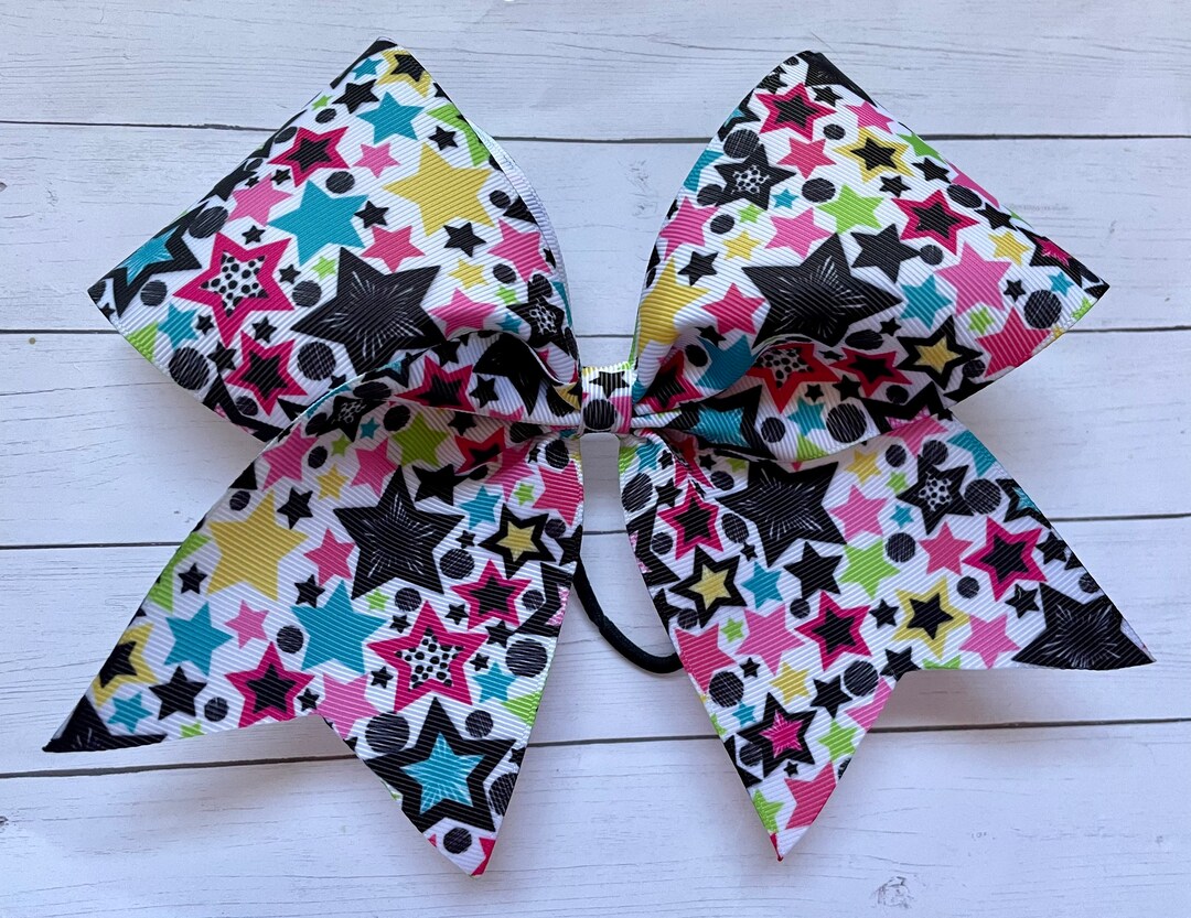 Stars Cheer Bow, Pop Star Cheer Bow, Hair Bow for Cheerleader, Bright ...