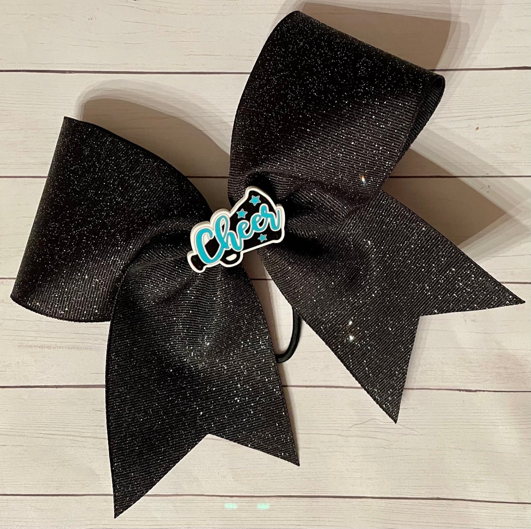 Black Glittery Cheer Bow, Cheer Megaphone, Cheer Gift, Sparkly Bow ...