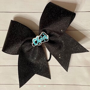 Black Glittery Cheer Bow, Cheer Megaphone, Cheer Gift, Sparkly Bow ...