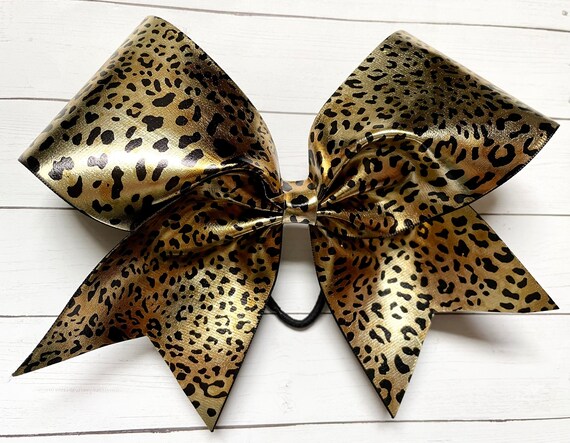 CHEETAH Cheer Bow Metallic Animal Print Bow Big Cheer Bow - Etsy