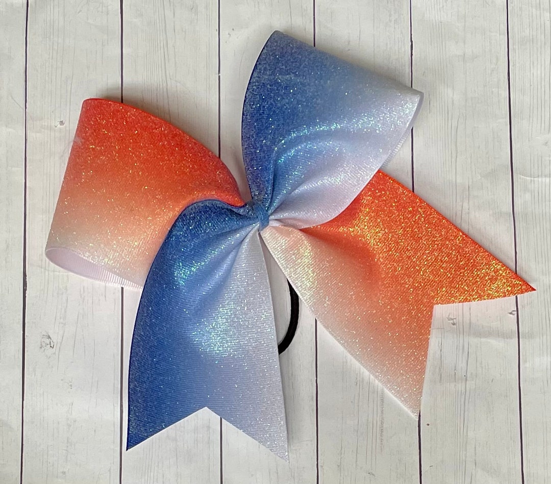 Royal Blue and Orange Cheer Bow / Glittery Cheer Bow / Cheer Team Bows ...