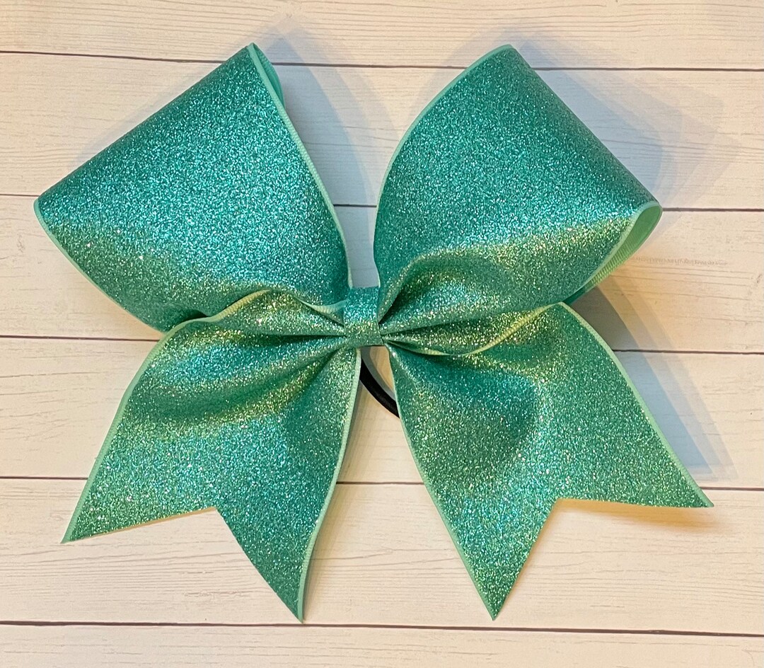 Aqua Cheer Bow - Teal Glitter Cheer Bow - Big Sparkly Cheer Bow ...