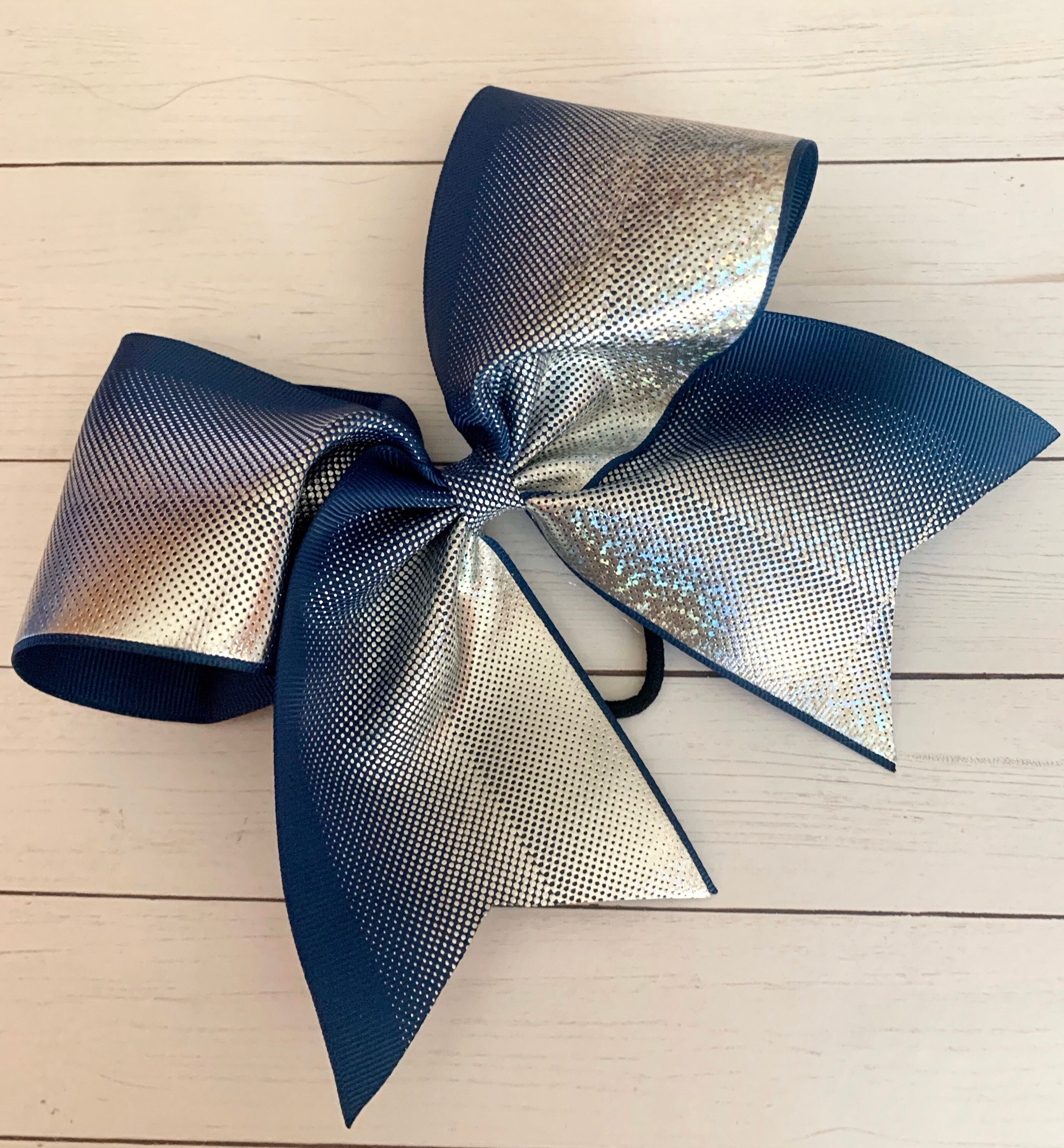 Silver And Blue Cheer Bows