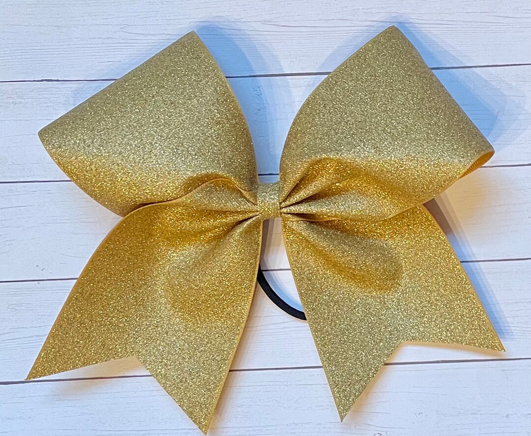 Gold Cheer Bow - Glitter Cheer Bow - Big Sparkly Cheer Bow - Glittery ...