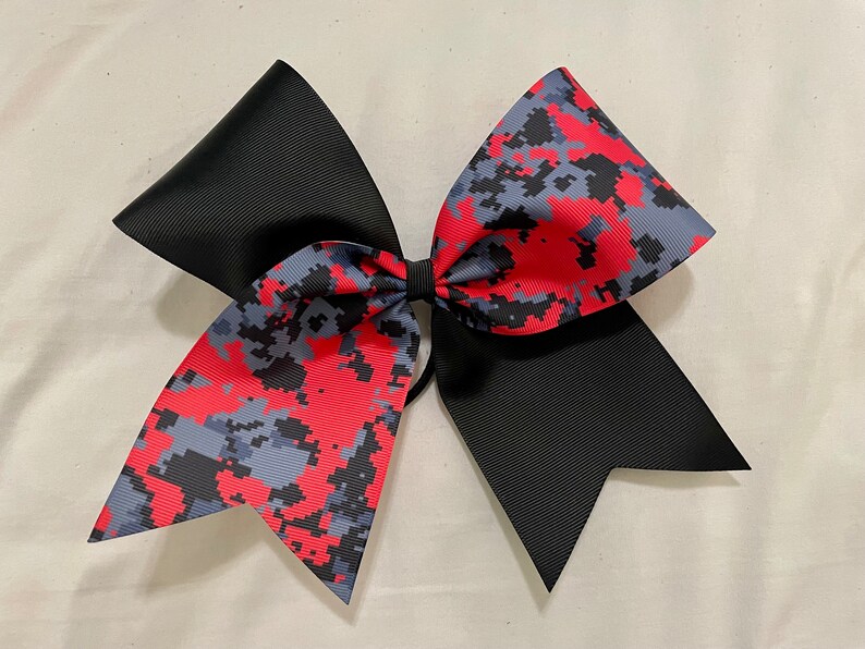 Camoflauge CHEER - CAMO Cheer Bow - Red Black Gray Camo Bow - Big ...