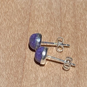 6mm Purple Charoite Gemstone Studs Prong Set With Sterling Silver Posts ...