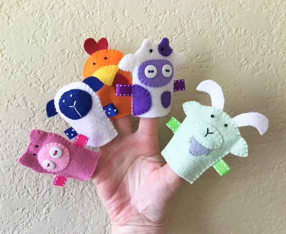 Puppets & Puppet Theatres Farm Animal Finger Puppets Toyland® Pack Of 5 ...