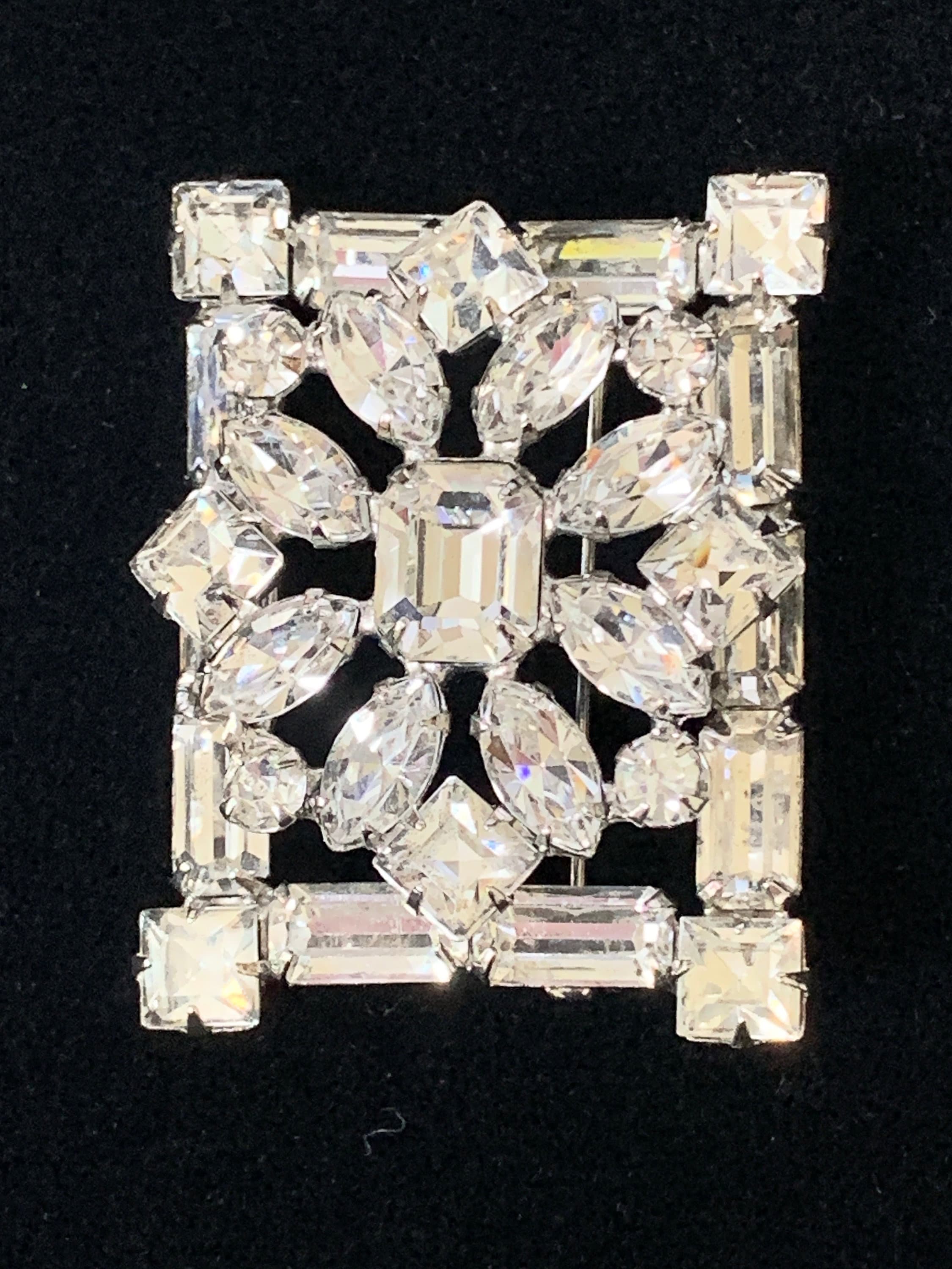 Weiss Rectangular Rhinestone / Crystal Brooch Signed - Etsy UK