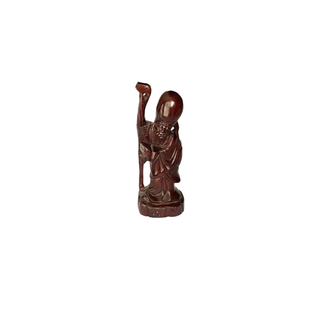 Vintage Hand Carved Rosewood Chinese Figurine / Sculpture of Shou Lao ...