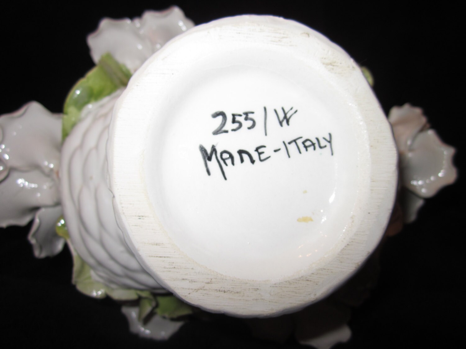 Vintage Porcelain Roses in Basket, White Flowers, Flower Basket, Signed ...