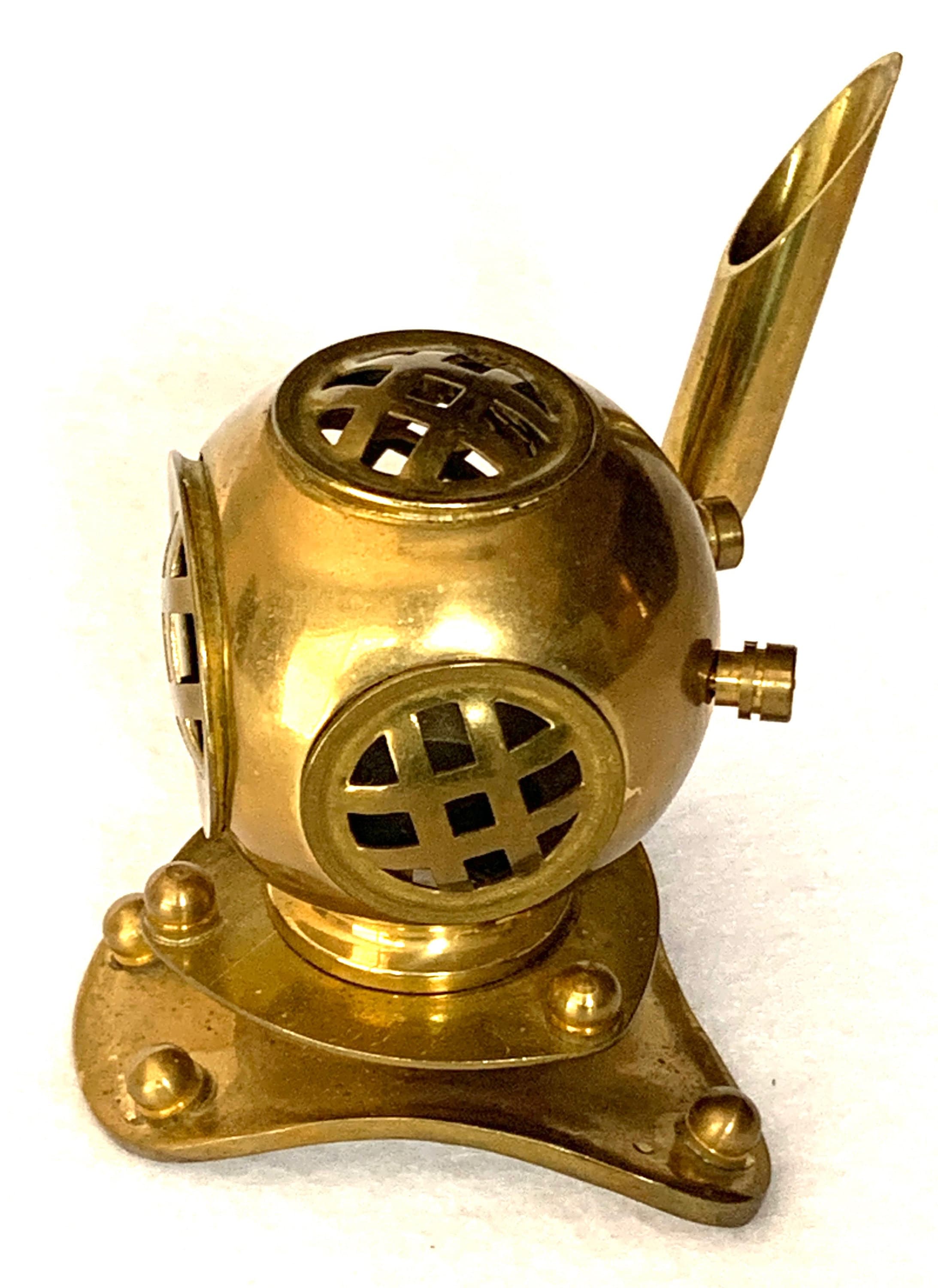 Vintage Brass Deep Sea Diver Helmet Pen Holder Nautical / | Etsy