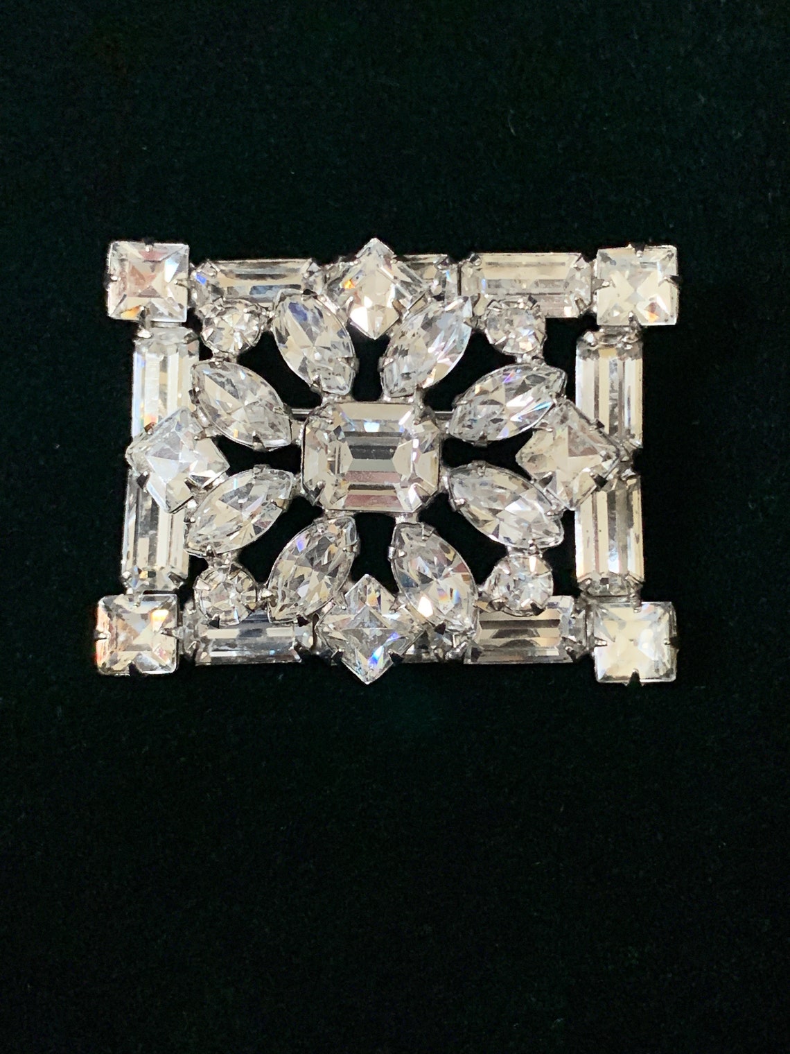 Weiss Rectangular Rhinestone / Crystal Brooch Signed - Etsy UK