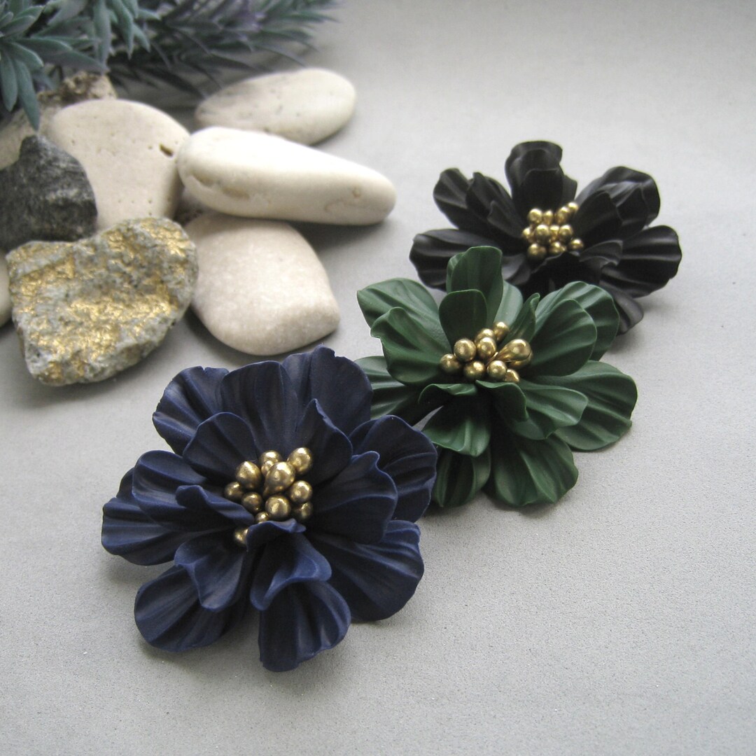 Blue Green Black Flower Hair Pins Formal Bridal Hair Accessories Floral ...