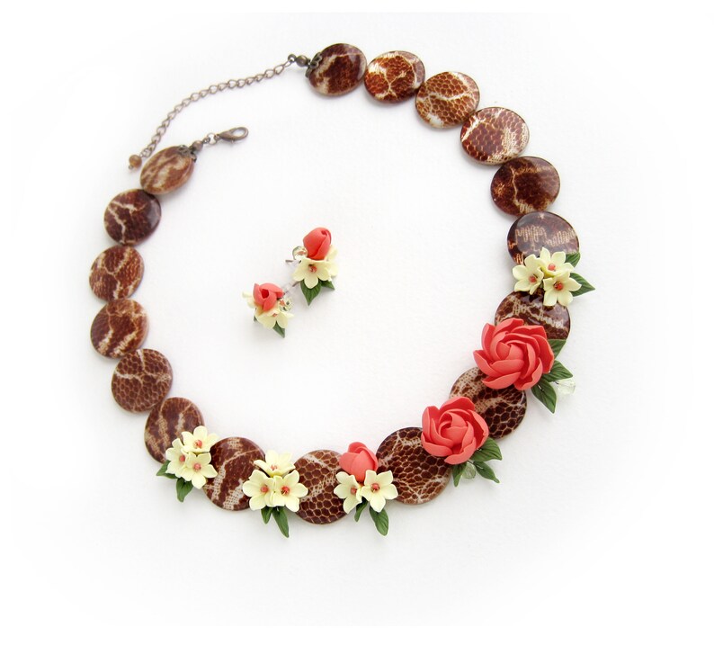 Animal Inspired Floral Jewelry Set Python Patterns Beads - Etsy