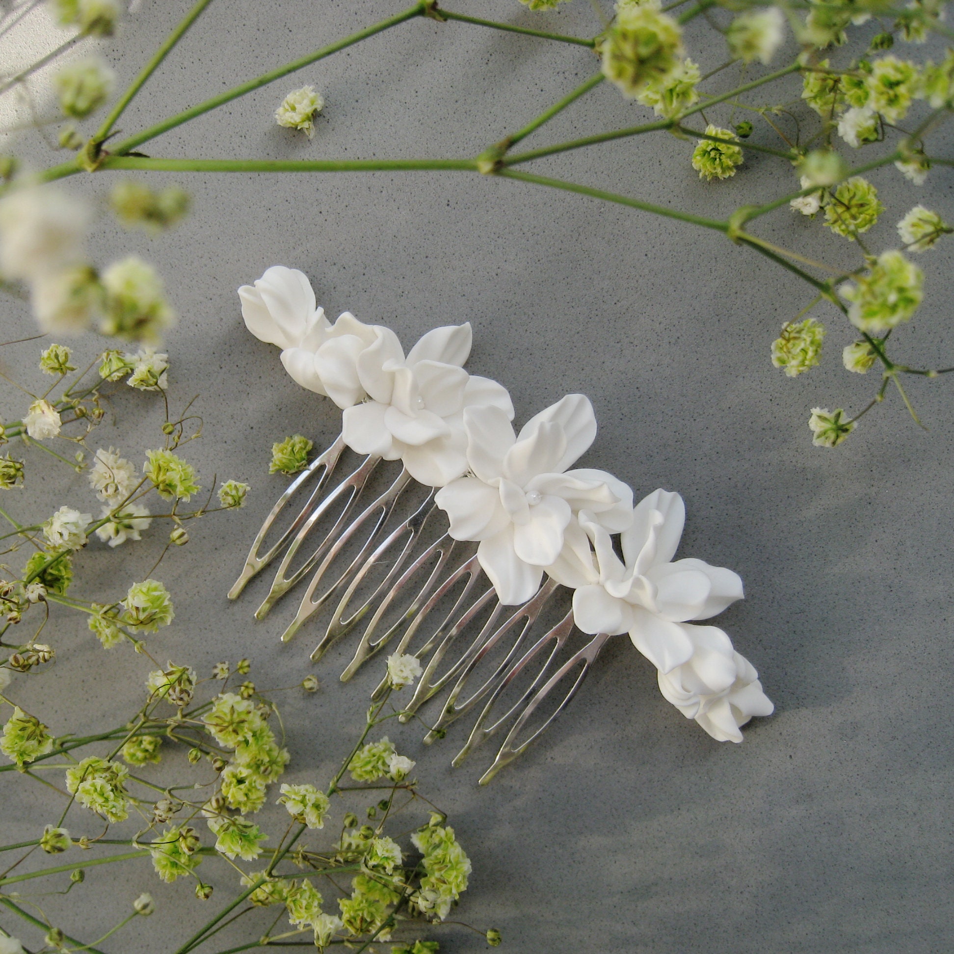Bridal Hair Comb White Blush Pink Flowers Floral Wedding Hair ...